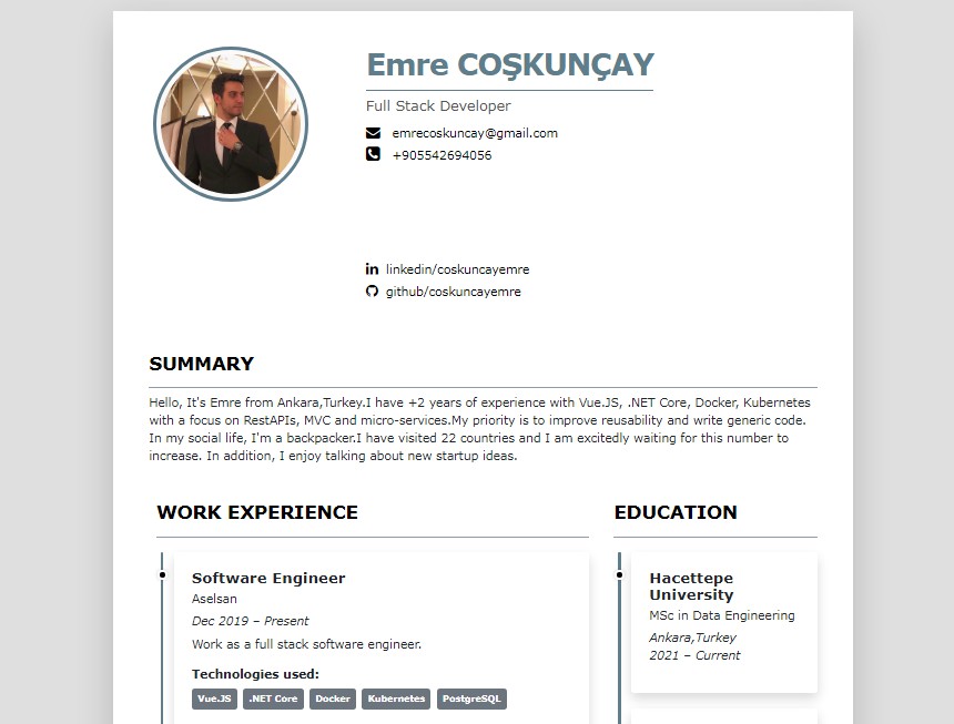 Resume - Vue.js Examples