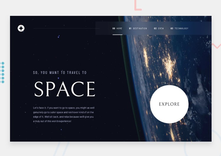 Space tourism website built using vue