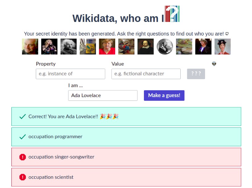 Guessing game using yes/no questions powered by Wikidata using vue