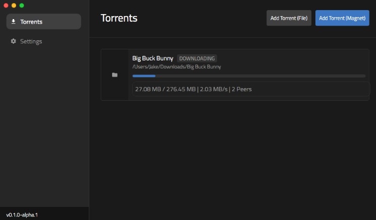 A simple desktop torrent client for Windows and macOS