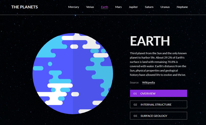 Solution Of Challenge To Build Planet Fact Site Build With Vue Js