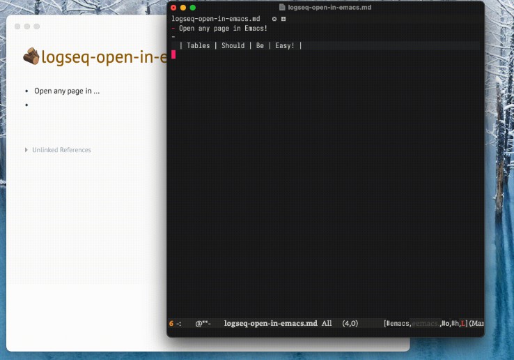 Open and edit Logseq pages and config files in VS Code
