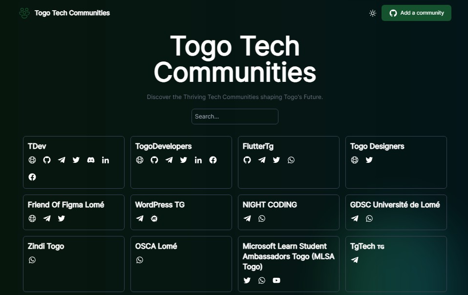 Togo Tech Communities using Vue.js