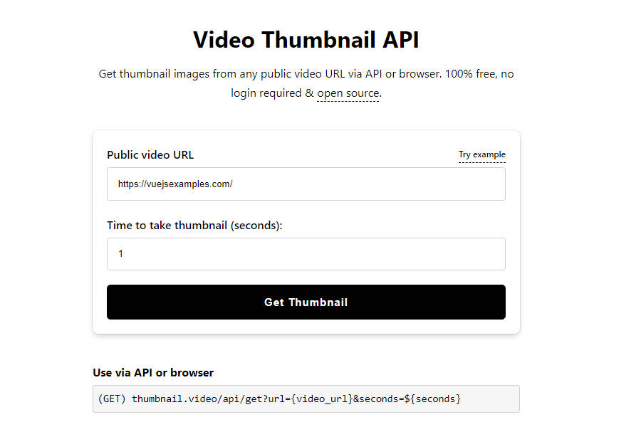 Get thumbnail images from any public video URL