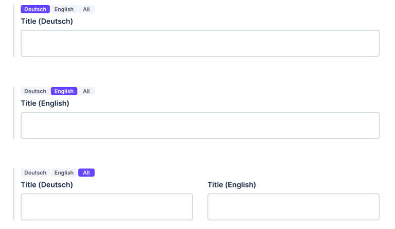 A group interface with a tab menu for toggling the visibility of fields within the group